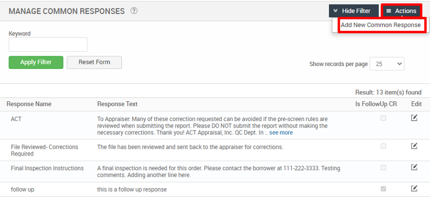 How To Add and Delete Common Responses – ValueLink Software