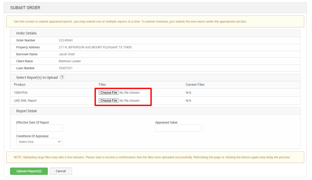 How To Submit Report to on an Order – ValueLink Software
