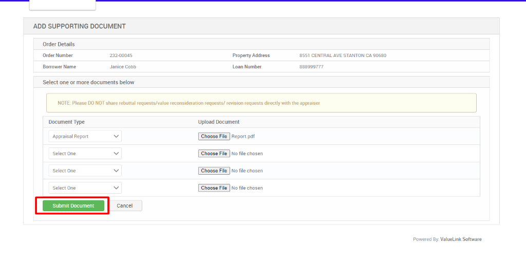 Order Management - Add A Supporting Document To An Appraisal Order – ValueLink Software
