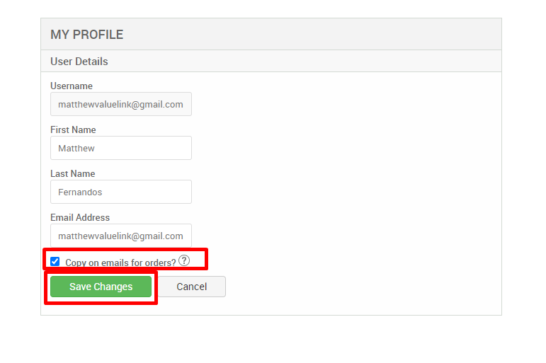 Change Profile Information – ValueLink Software