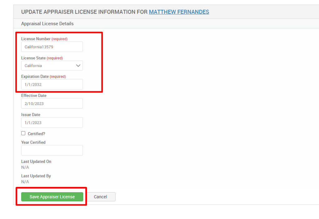Adding/Modifying License Information – ValueLink Software