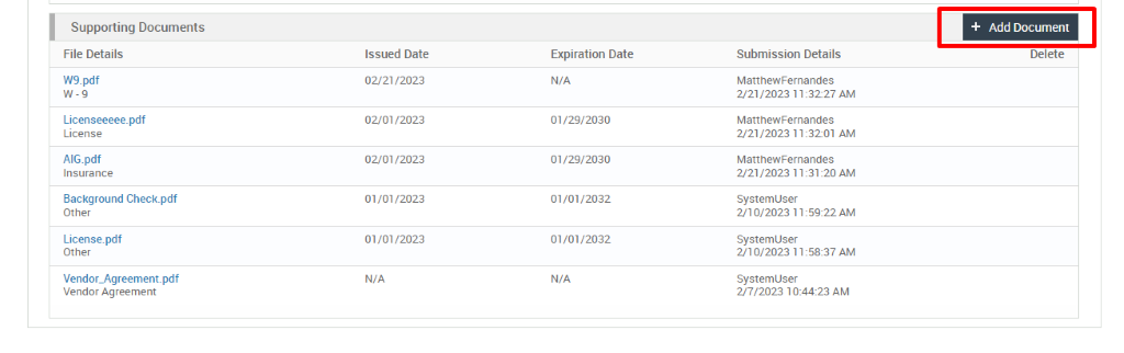 Adding/Removing Supporting Documents – ValueLink Software