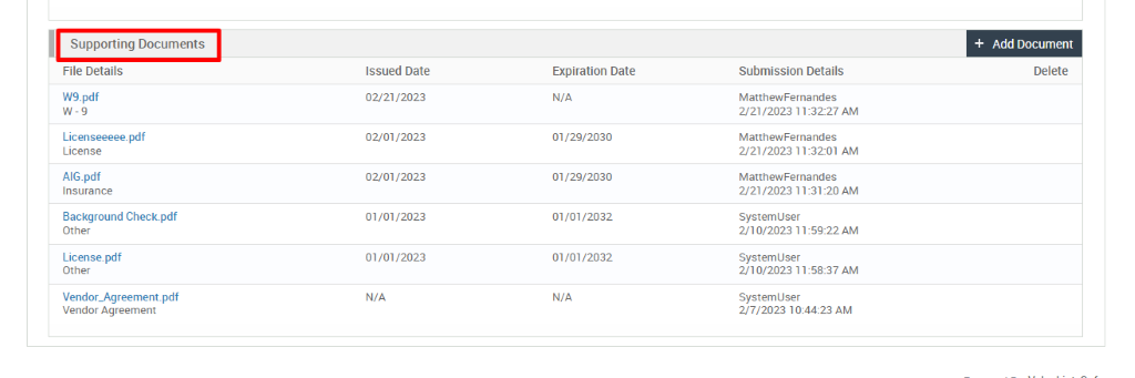 Adding/Removing Supporting Documents – ValueLink Software