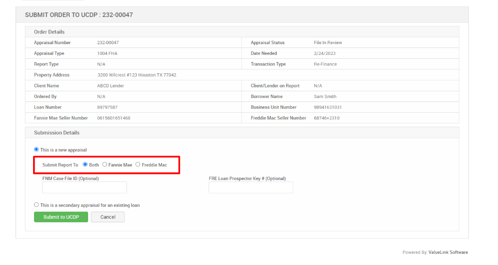 Submit Report to UCDP – ValueLink Software