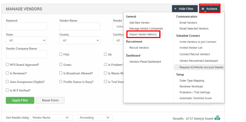 How To Import Appraiser Metrics – ValueLink Software