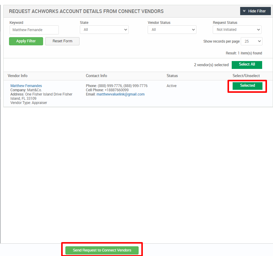 Retrieving ACHWorks details form Connect Appraisers – ValueLink Software