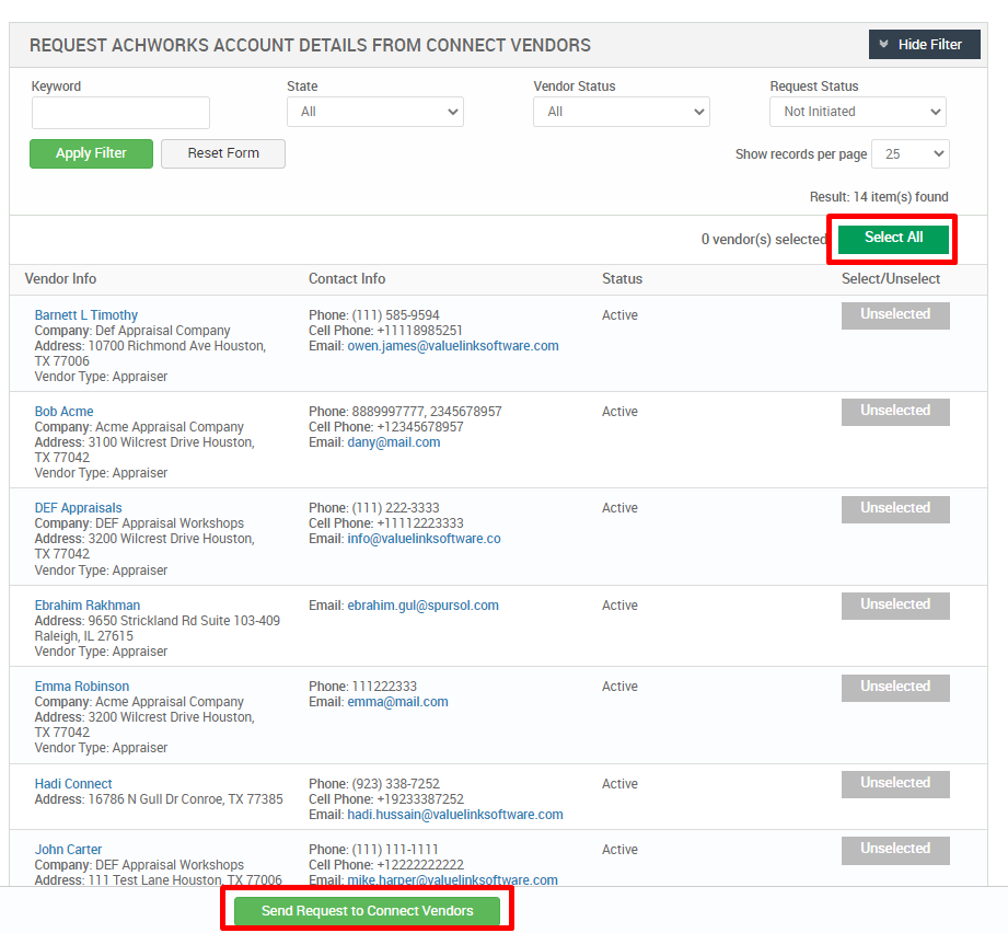Retrieving ACHWorks details form Connect Appraisers – ValueLink Software