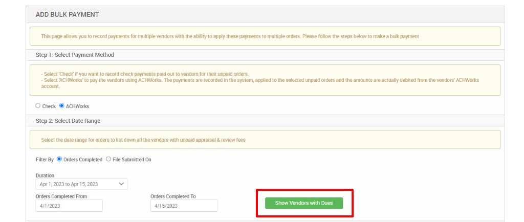 Issue ACHWorks Payments to Vendors – ValueLink Software