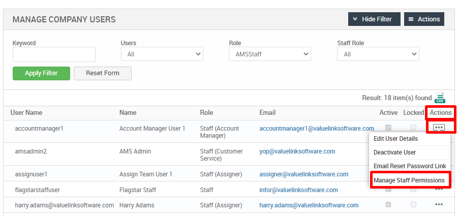 Mange Email Alerts for Staff Users – ValueLink Software