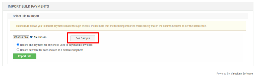 Import Payments into Accounts Receivables – ValueLink Software