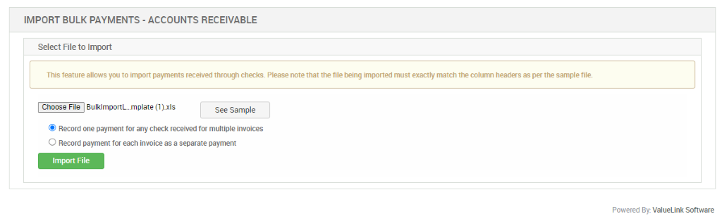 Import Payments into Accounts Payables – ValueLink Software