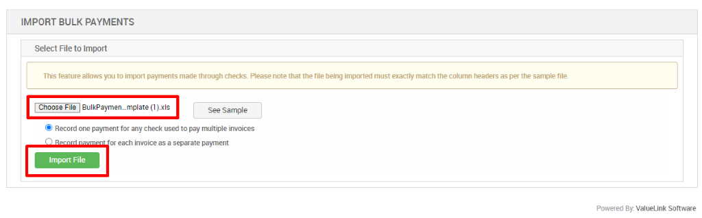 Import Payments into Accounts Receivables – ValueLink Software