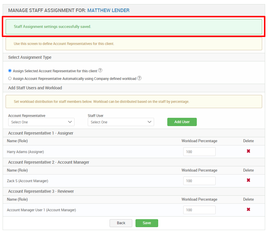 Setup Staff Assignment Workload – ValueLink Software