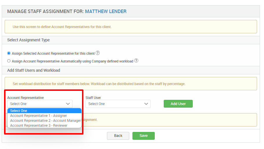 Setup Staff Assignment Workload – ValueLink Software
