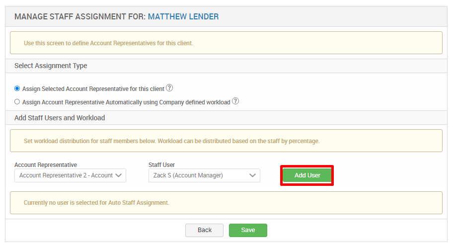 Setup Staff Assignment Workload – ValueLink Software