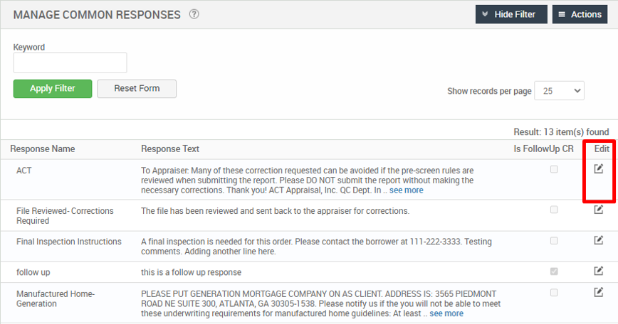 How To Add and Delete Common Responses – ValueLink Software