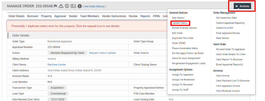 Review Client Revision Request and Forward it to the Appraiser – ValueLink Software