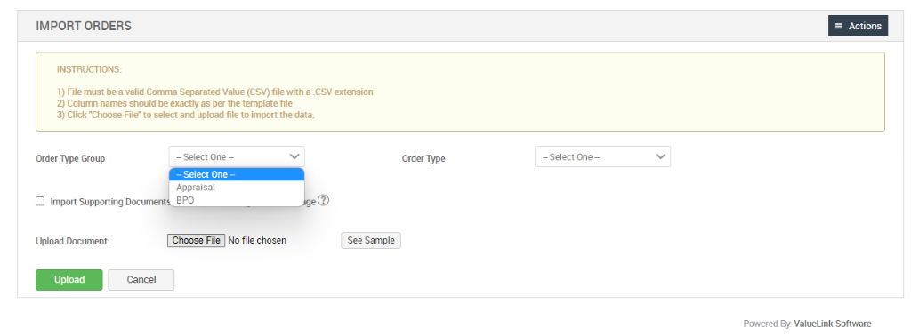 How to Import Orders – ValueLink Software