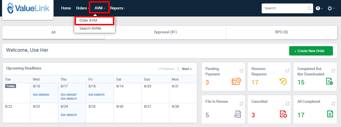 Order an AVM – ValueLink Software
