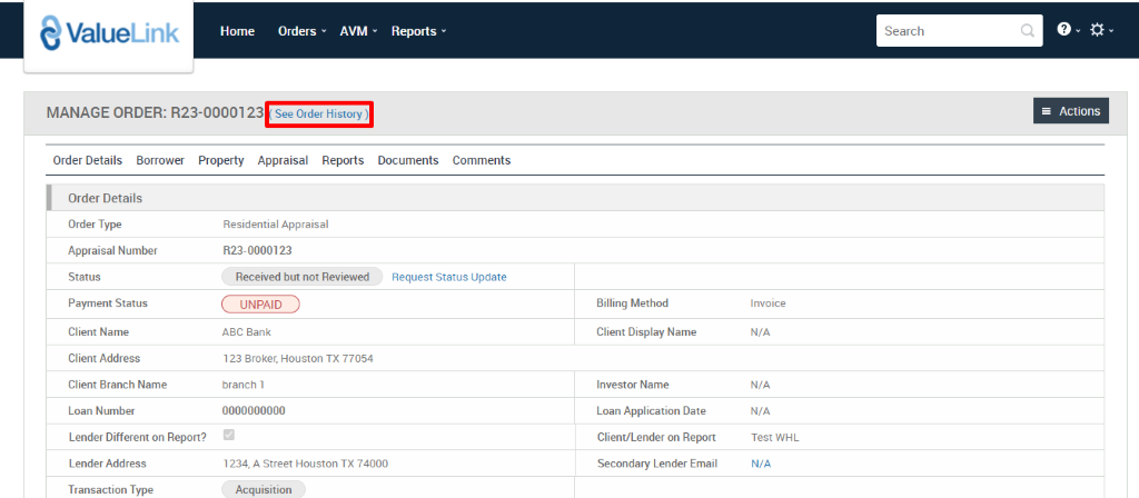 Order Management - See Order History – ValueLink Software