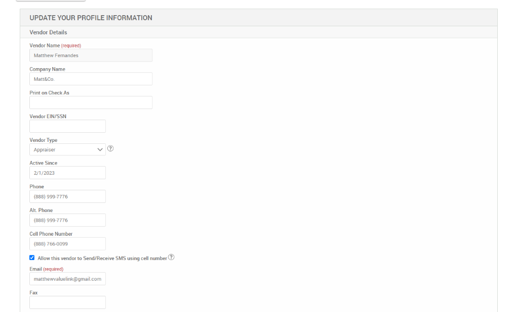 Update/Edit Company Information – ValueLink Software