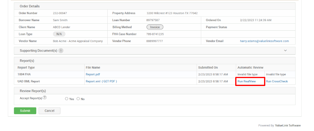 Run RealView Automated Review on Appraisal – ValueLink Software