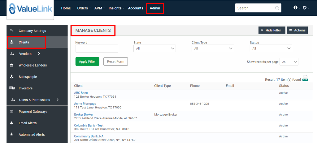 Set Client Engagement Instructions – ValueLink Software
