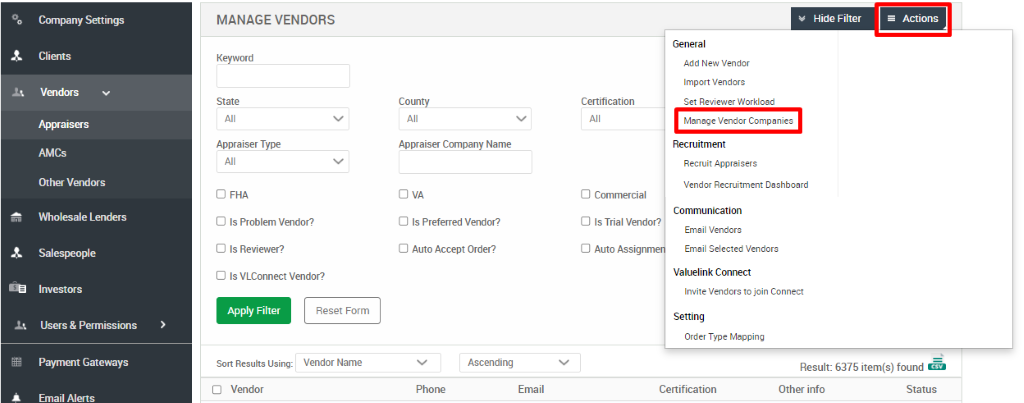 How to Add, Edit or, Delete a Vendor Company – ValueLink Software