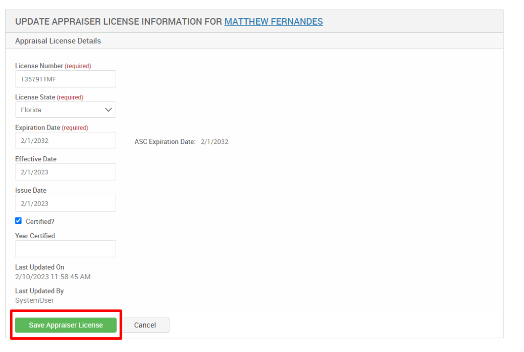 How To Add, Modify and Delete Appraiser License Information – ValueLink Software