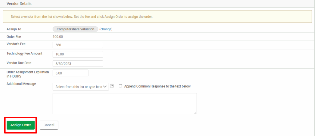 How to assign an order to AMC – ValueLink Software